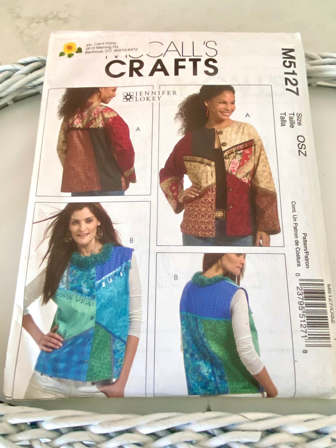 Mccall's Crafts Pattern M5127, Size Onesize, Jennifer Lokey, Color ...