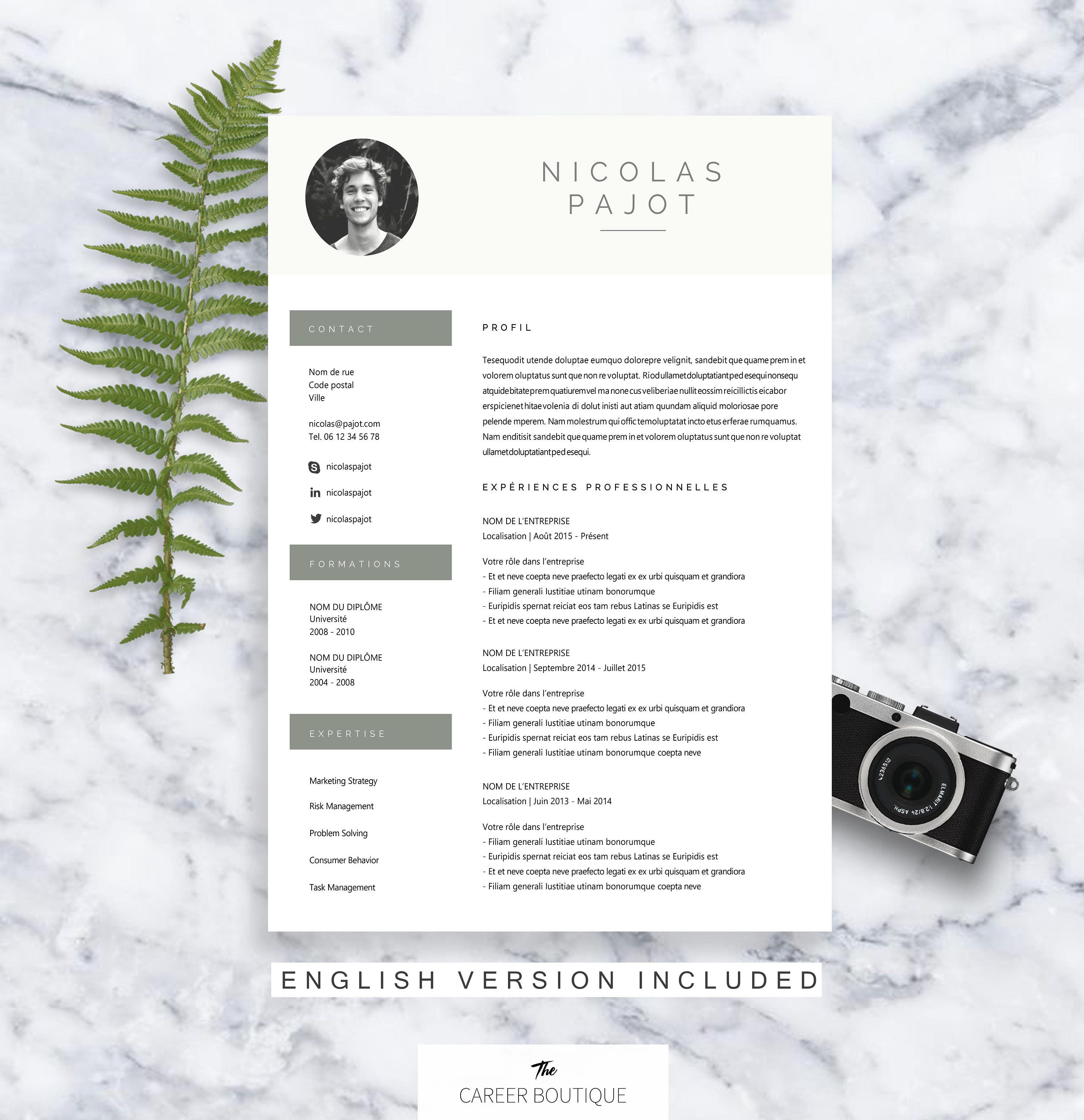CV Template Nicolas | Resume Format | Cover Letter | in English and ...
