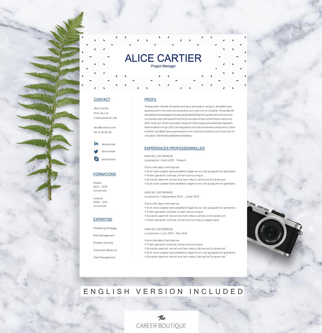 CV Template Alice | Resume Format | Cover Letter | in English and ...