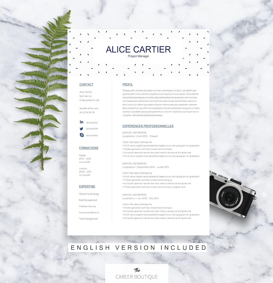 CV Template Alice | Resume Format | Cover Letter | in English and ...