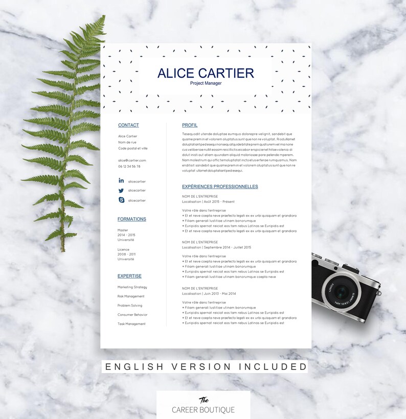 CV Template Alice | Resume Format | Cover Letter | in English and ...