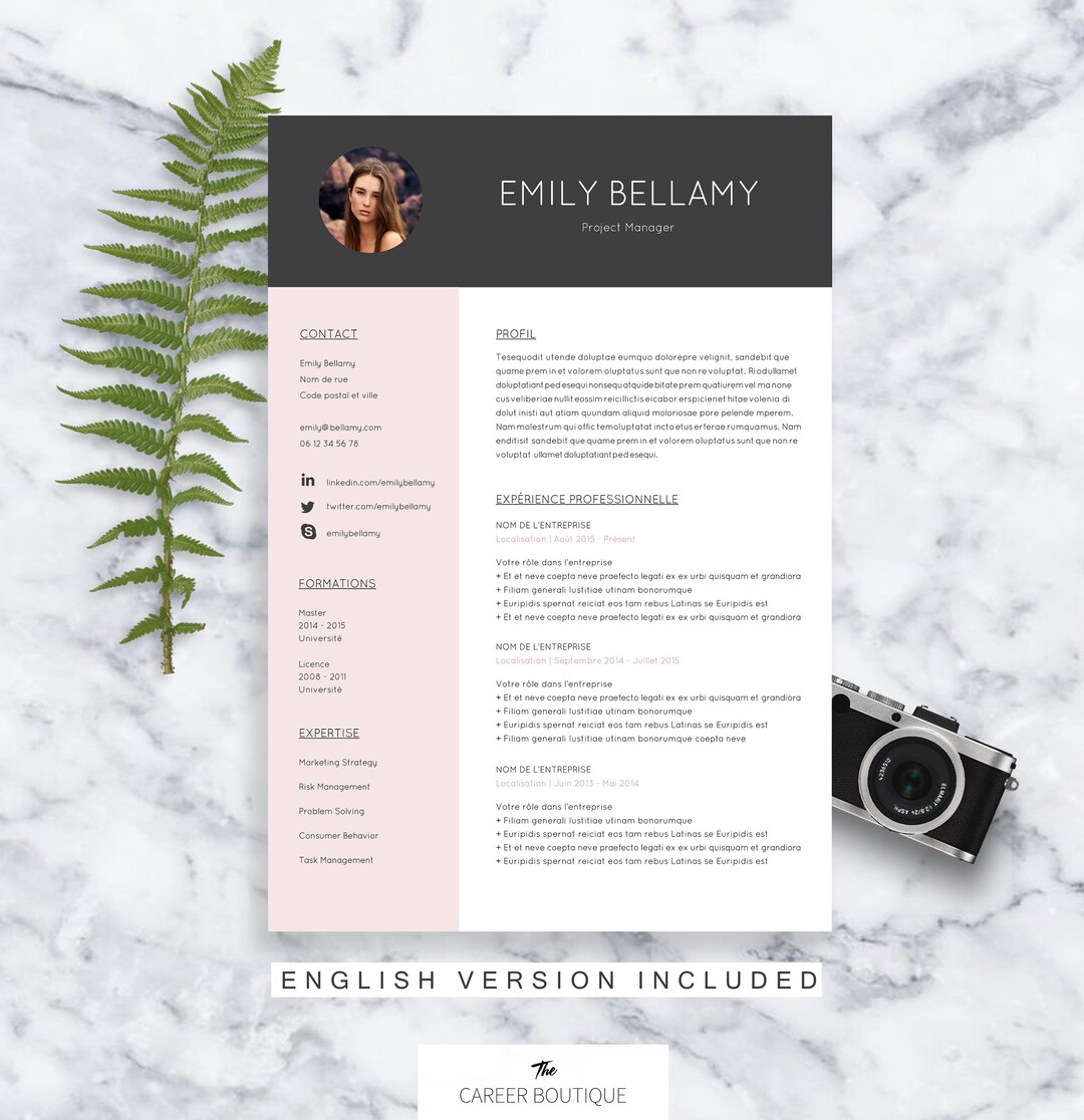 CV Template Emily | Resume Format | Cover Letter | in English and ...