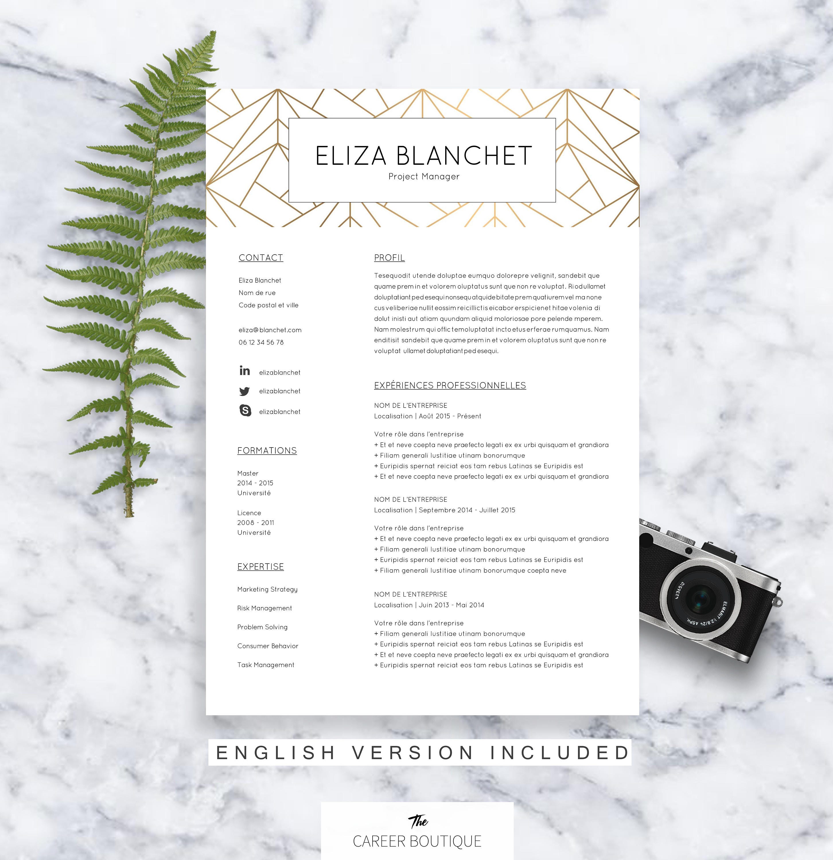 CV Template Eliza | Resume Format | Cover Letter | in English and ...