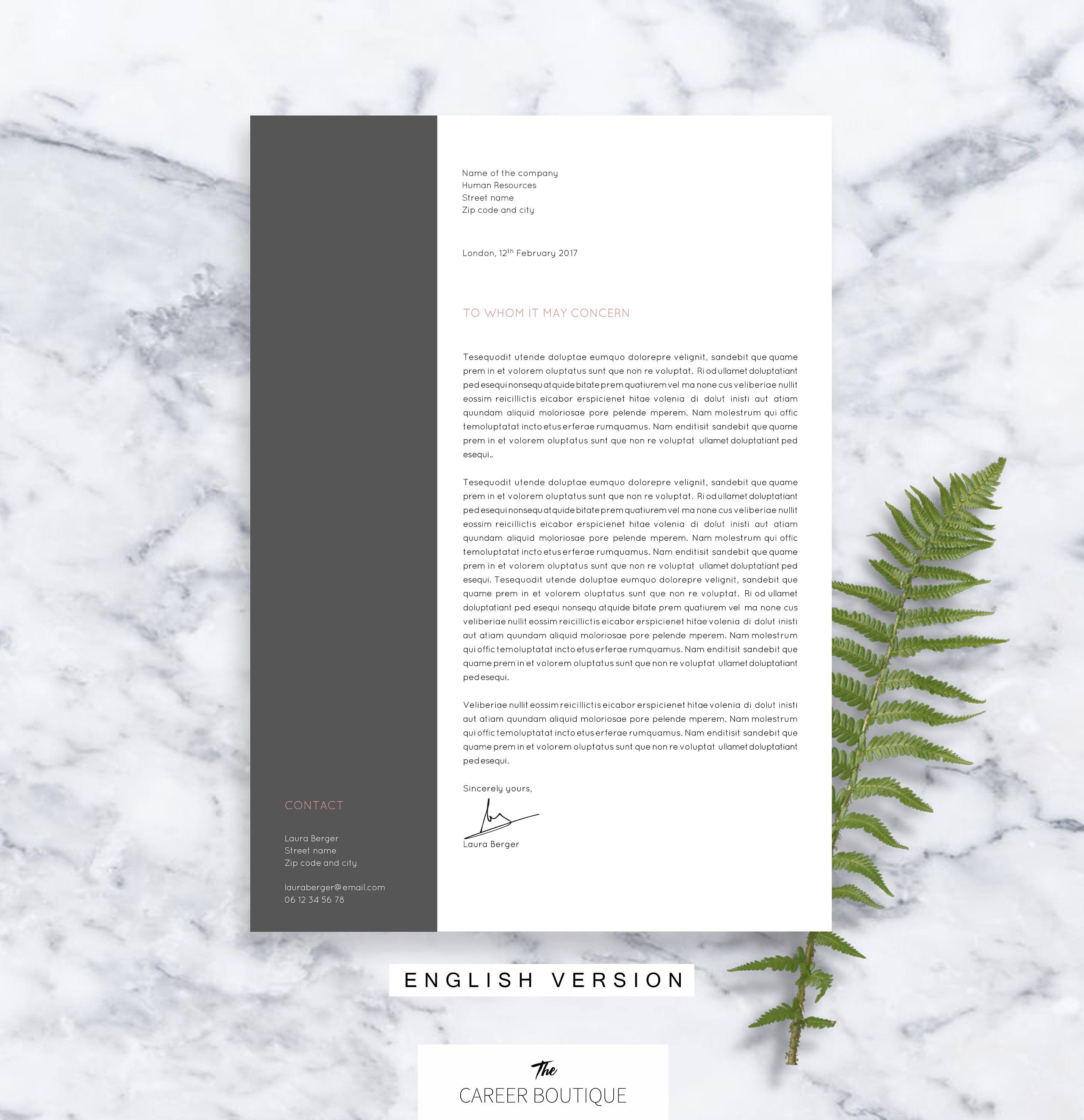 CV Template Laura | Resume Format | Cover Letter | in English & French ...