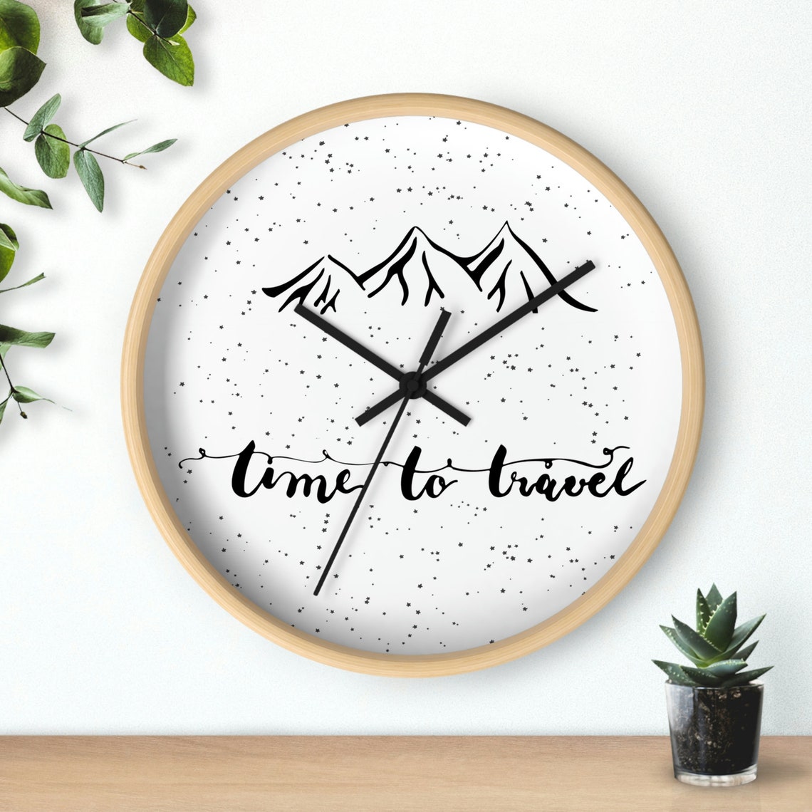 Time to Travel Wall Clock With Mountains - Etsy
