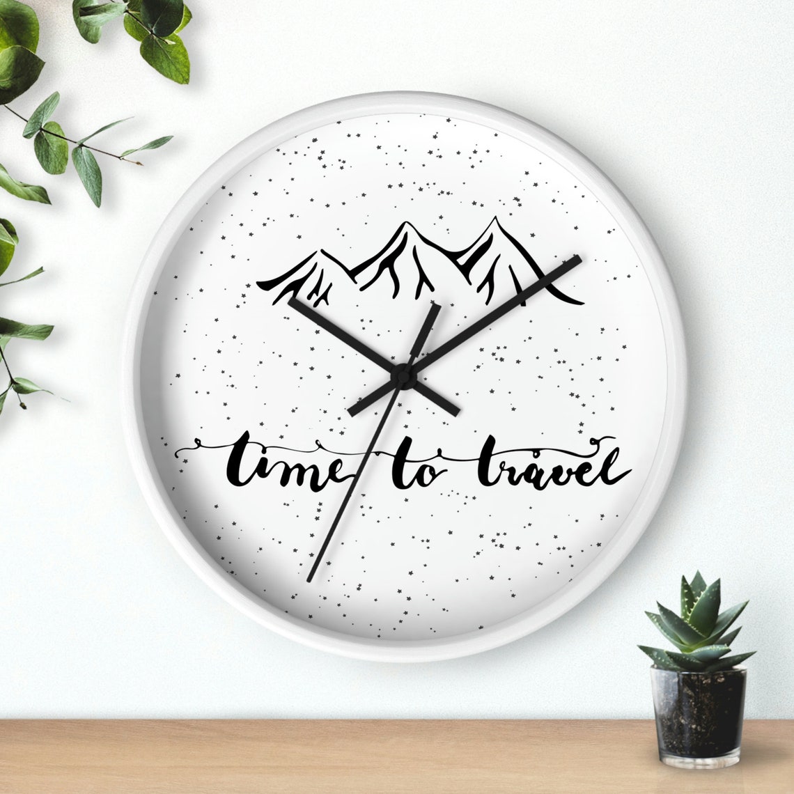 Time to Travel Wall Clock With Mountains - Etsy