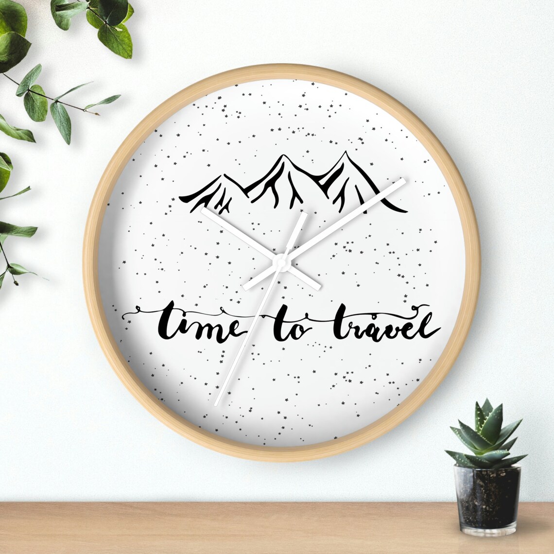 Time to Travel Wall Clock With Mountains - Etsy