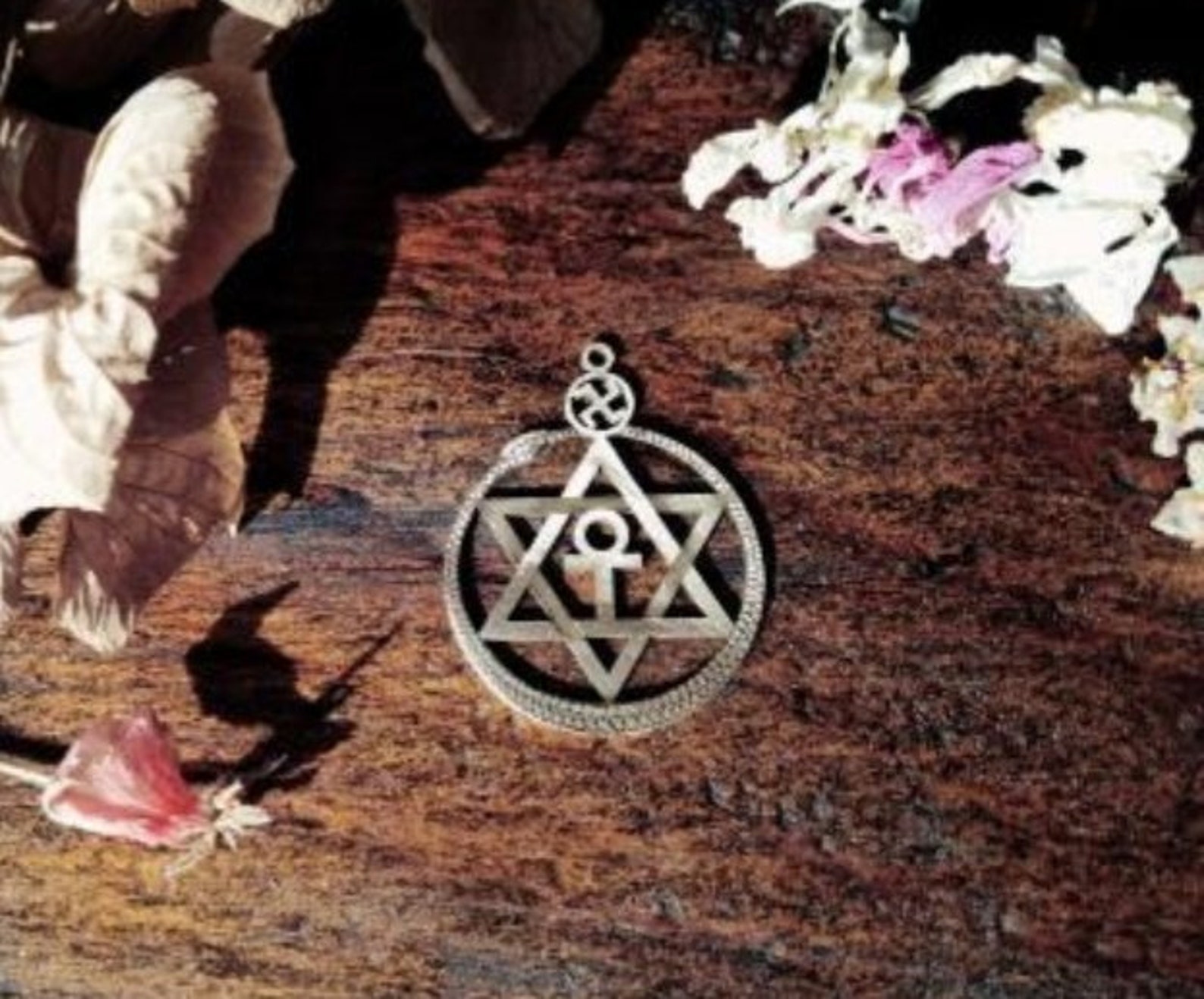 THEOSOPHY SYMBOL PENDANT brass with chain Madam Helena | Etsy