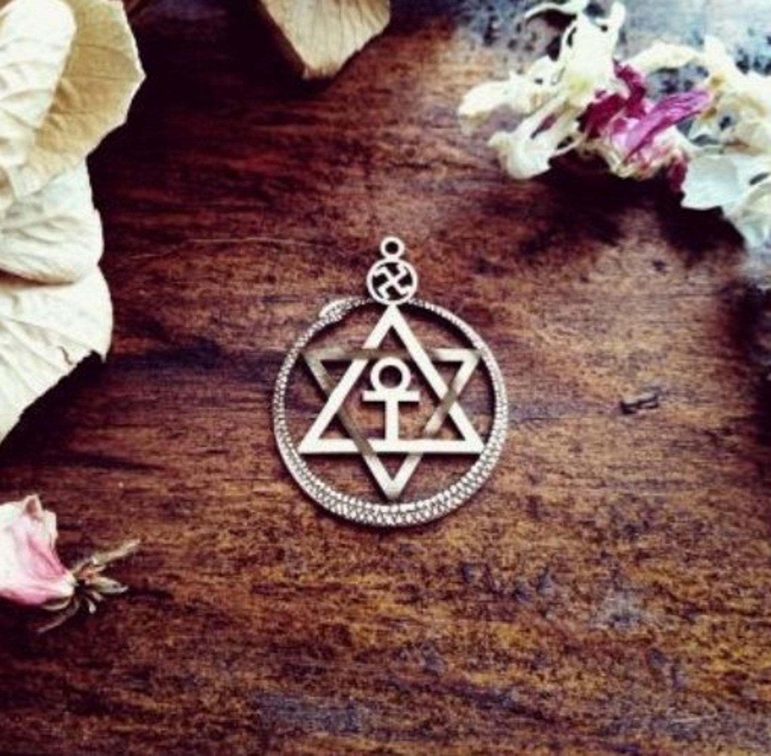 THEOSOPHY SYMBOL PENDANT brass with chain Madam Helena | Etsy