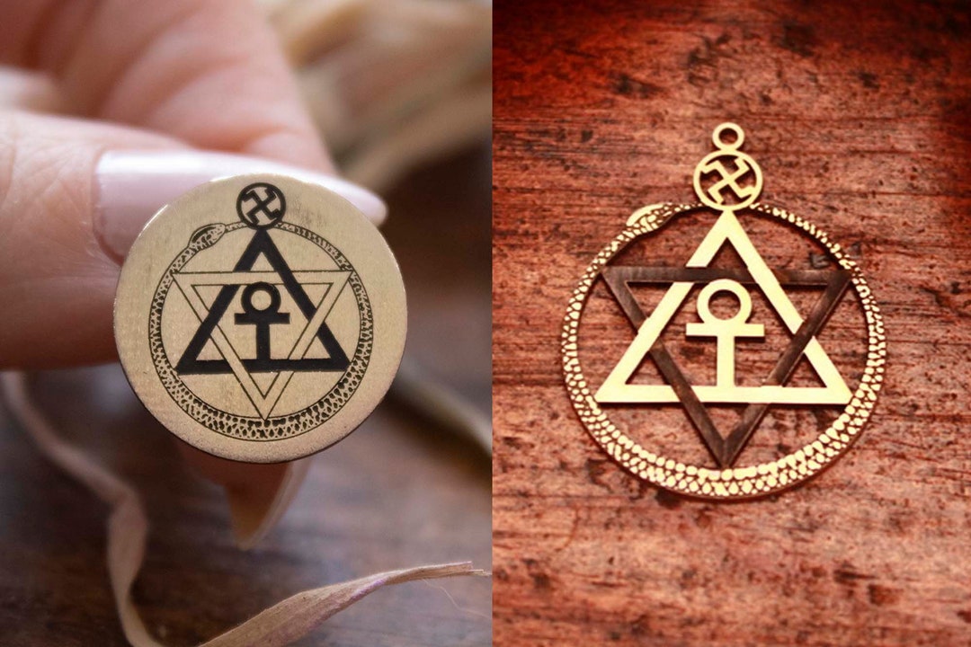 THEOSOPHY SYMBOL Pendant Brass With Chain and Brass Theosophy Symbol ...