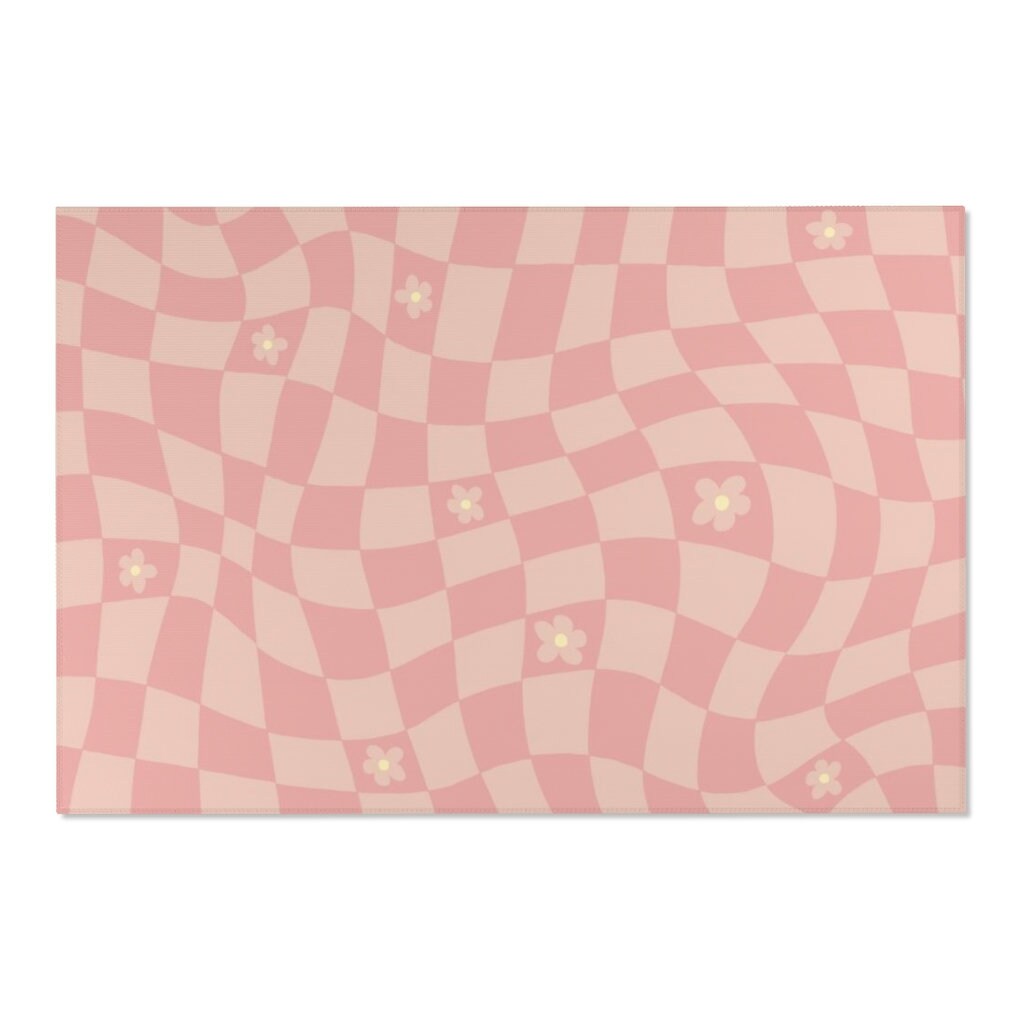 Pink Pastel Rugs for Bedroom Aesthetic Retro Rugs for Living | Etsy