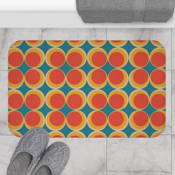 70s Bath Mat Mid Century Modern Bathroom Decor Boho Bath Mat | Etsy