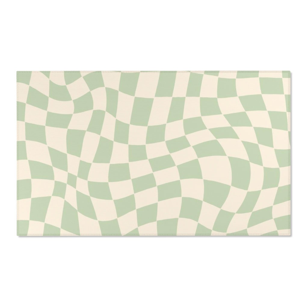 Green Pastel Rugs for Bedroom Aesthetic Retro Rugs for Living - Etsy UK