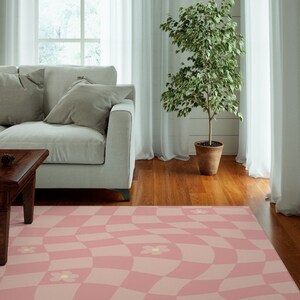 Pink Pastel Rugs for Bedroom Aesthetic Retro Rugs for Living - Etsy