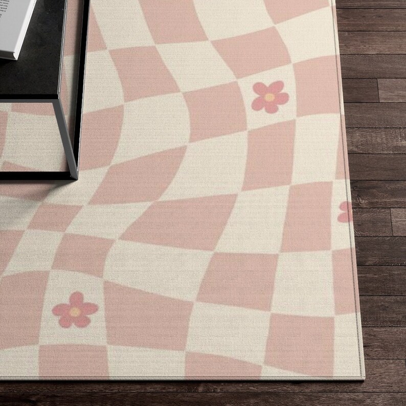 Pink Pastel Rugs for Bedroom Aesthetic Retro Rugs for Living - Etsy
