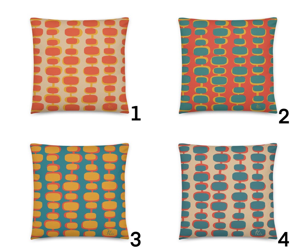Mid Century Modern Throw Pillow Retro Mcm Pillow Covers 18x18 20x20 ...