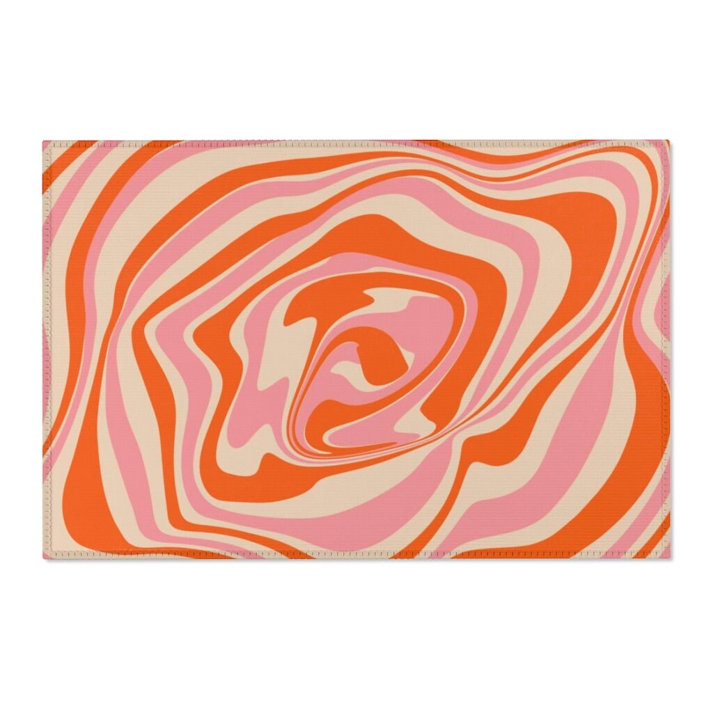 Pink Pastel Rugs for Bedroom Aesthetic Retro Rug for Living - Etsy