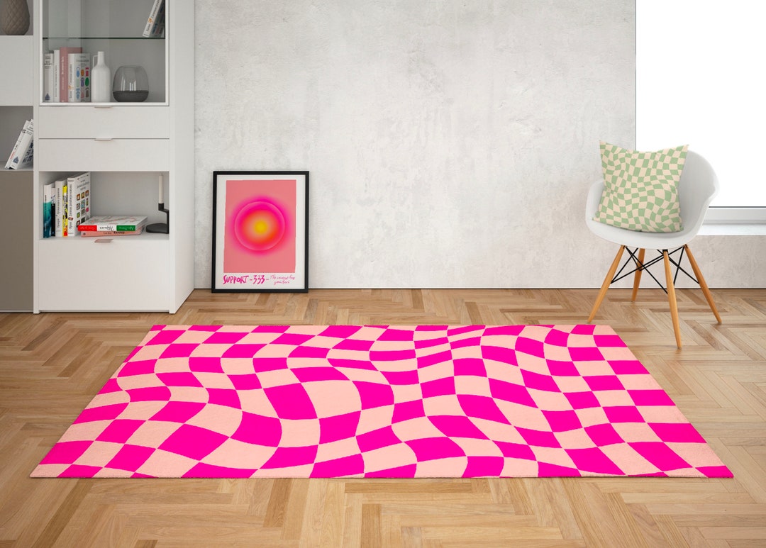 Hot Pink Rugs for Bedroom Aesthetic Retro Rugs for Living Room ...