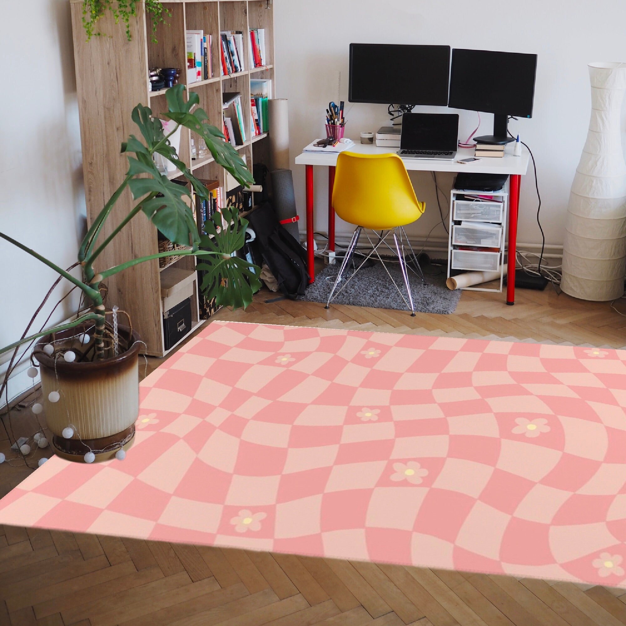 Pink Pastel Rugs for Bedroom Aesthetic Retro Rugs for Living | Etsy