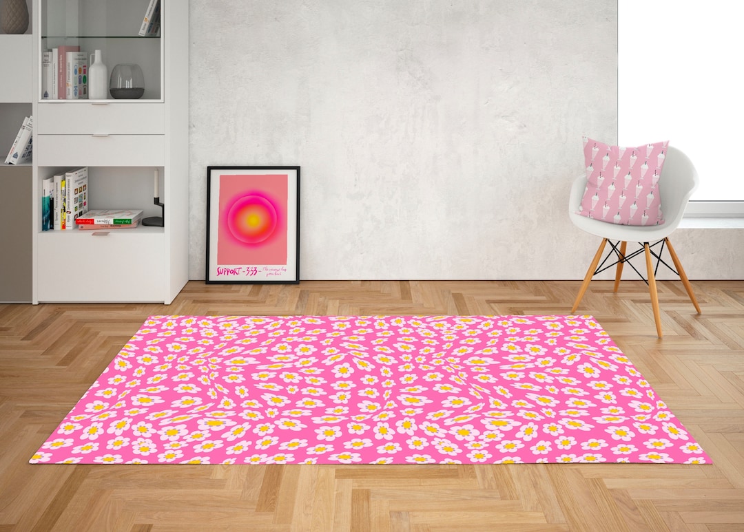 Hot Pink Rugs for Bedroom Aesthetic Barbiecore Room Decor Preppy Retro ...