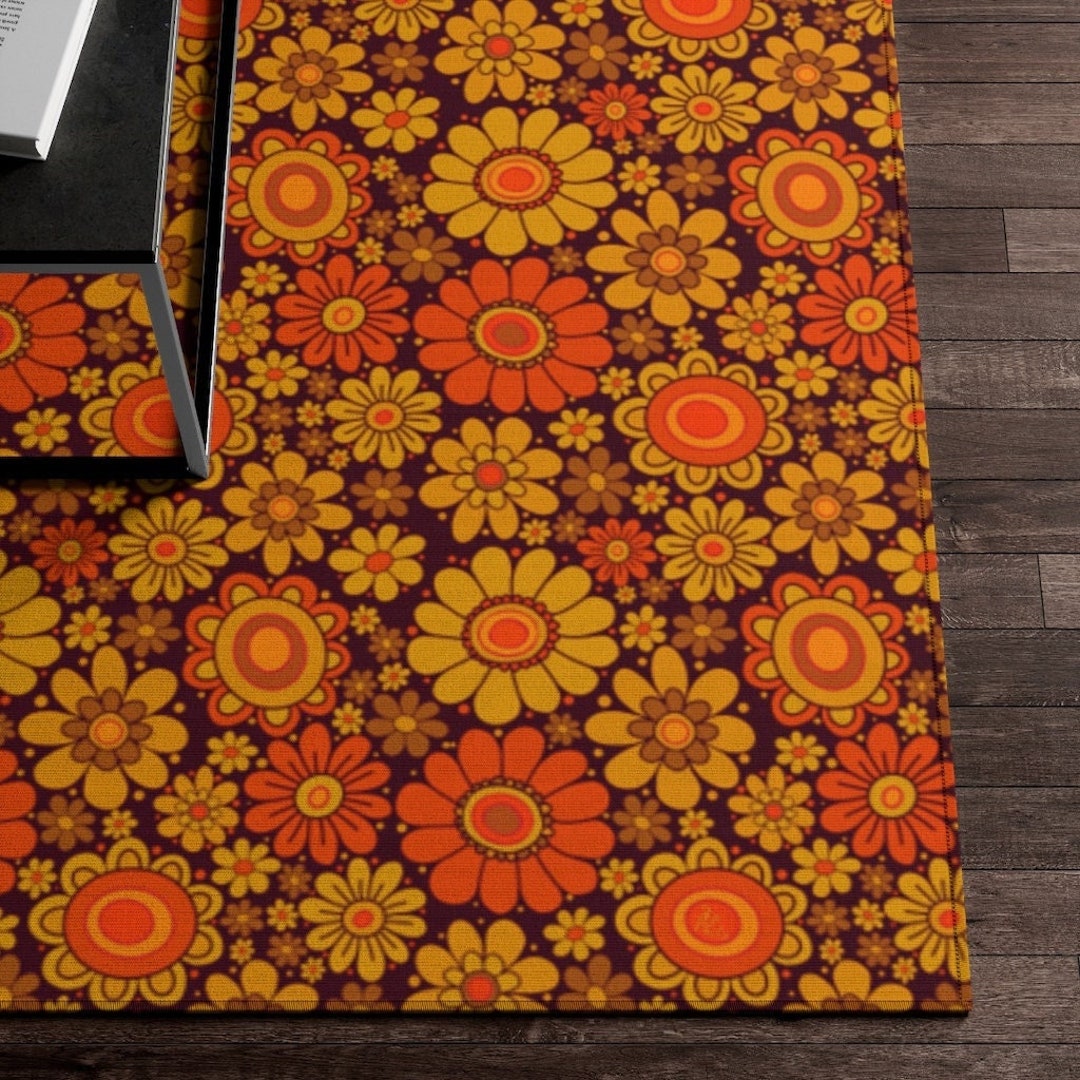 Retro Rug for Bedroom Aesthetic 70s Rugs for Living Room Groovy Rug ...