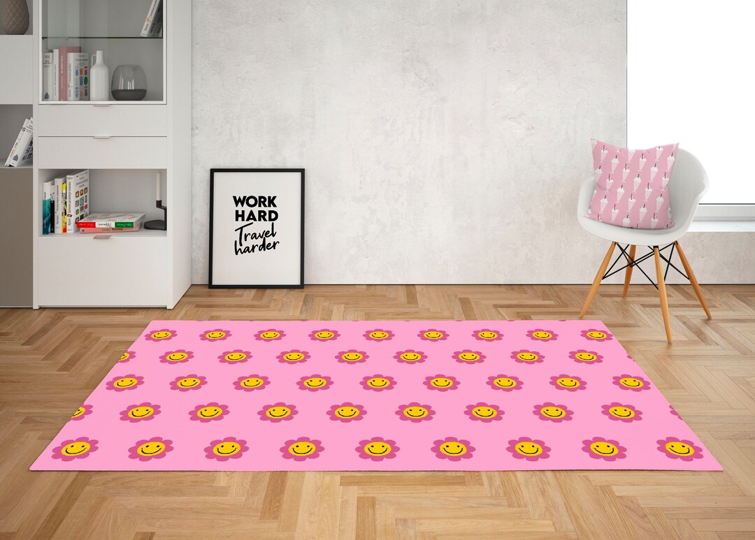 Hot Pink Rugs for Bedroom Aesthetic Barbiecore Room Decor Preppy Retro ...