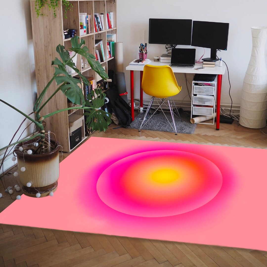 Gradient Rugs for Bedroom Aesthetic Retro Rug for Living Room Hot Pink ...