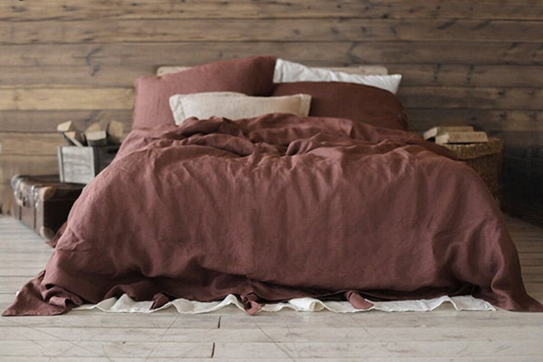 Linen DUVET COVER Brown Stonewashed Pure Linen Custom Size - Etsy
