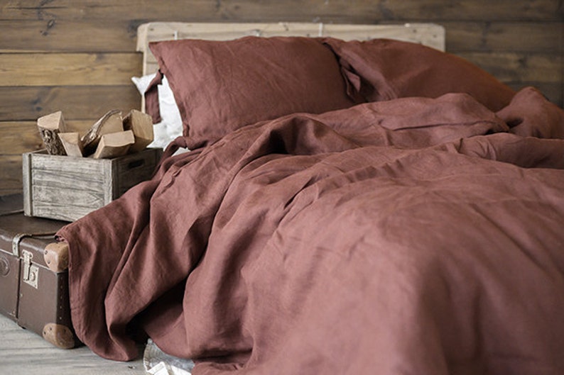 Linen DUVET COVER Brown Stonewashed Pure Linen Custom Size - Etsy