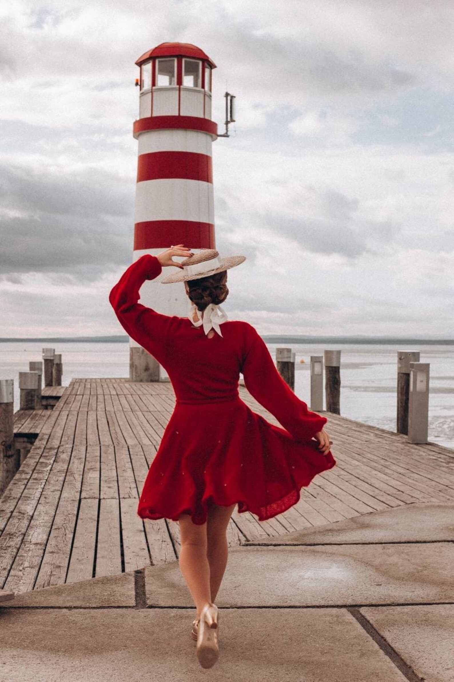 Red Festive Mohair Christmas Dress – Elegant Knitted A-line Dress for ...