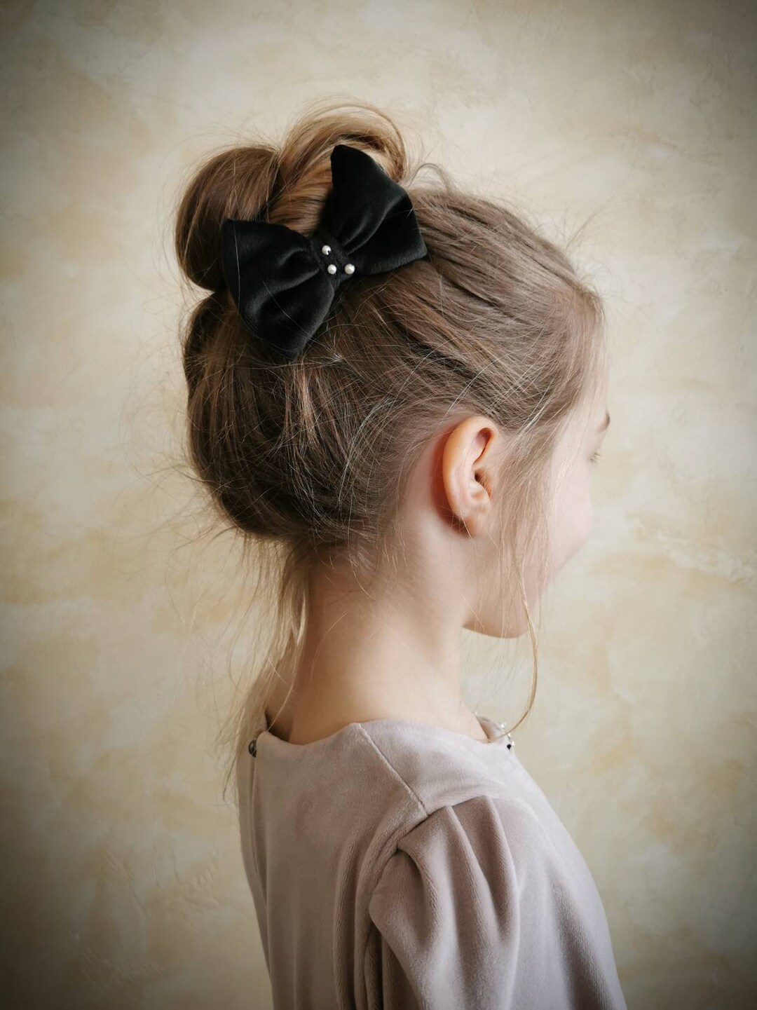 Green Velvet Hair Ribbon With Pearls for Girls, Christmas Beaded Velour ...