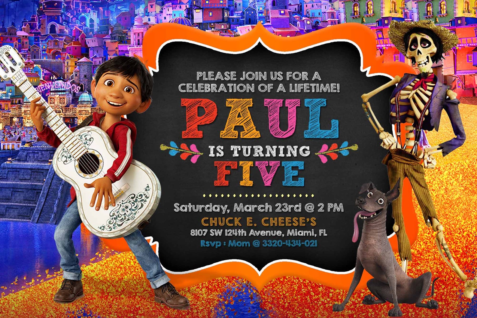Coco Invitation Coco Party Invite Coco Birthday Invitations Etsy