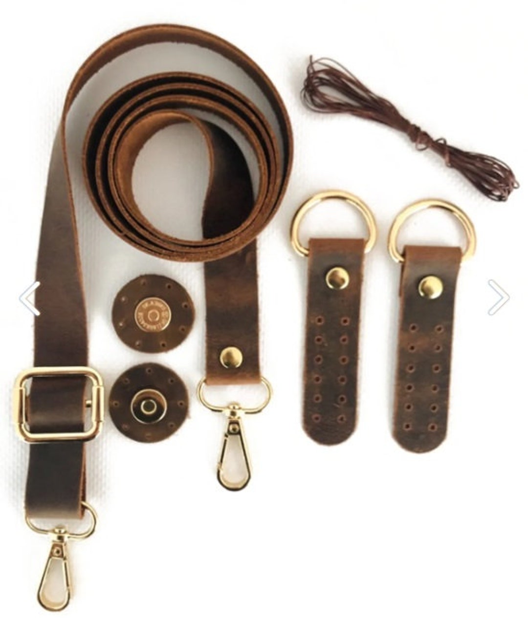 Full Grain Leather Strap Kit for Crochet & Knitting Bag, 2 CM Full ...