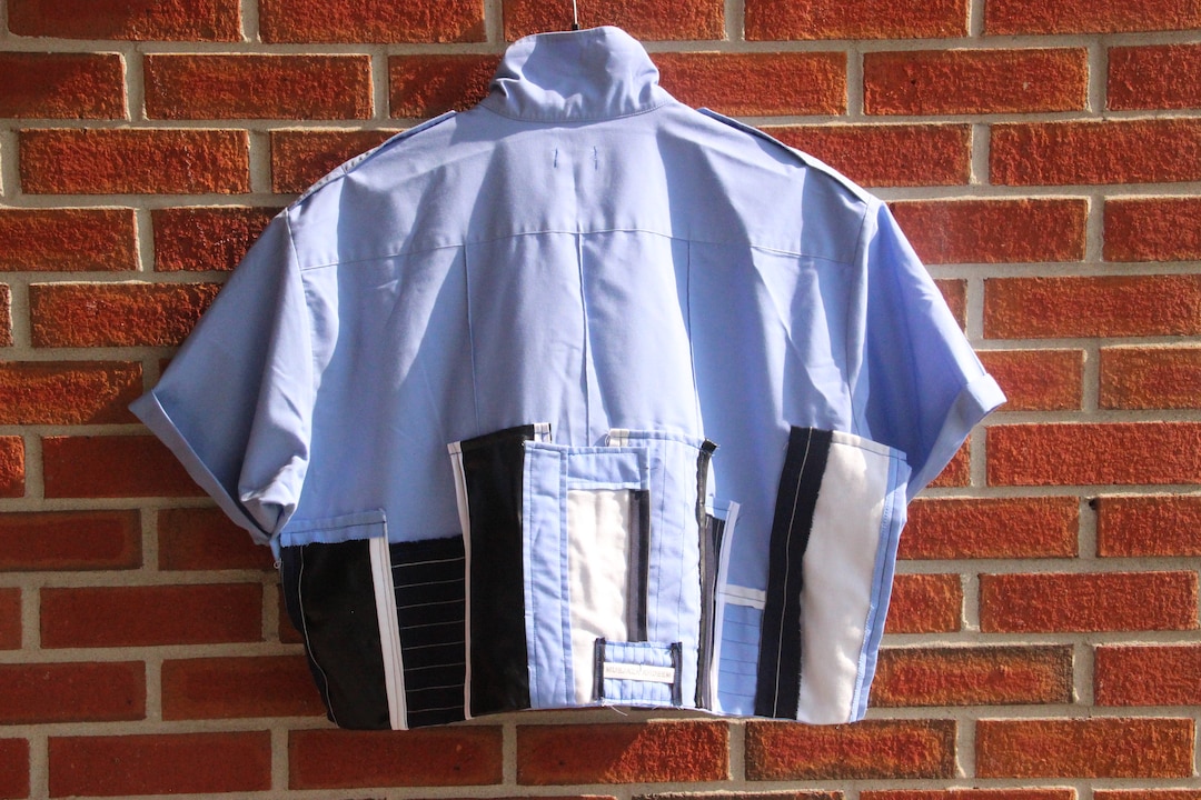 Upcycled | Cropped Uniform Top With Abstract Art Piece - Etsy