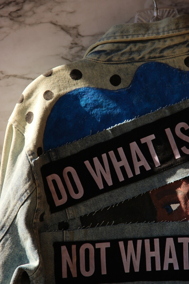 Pop Art Hand Painted Cropped Womens Denim Jacket - Etsy