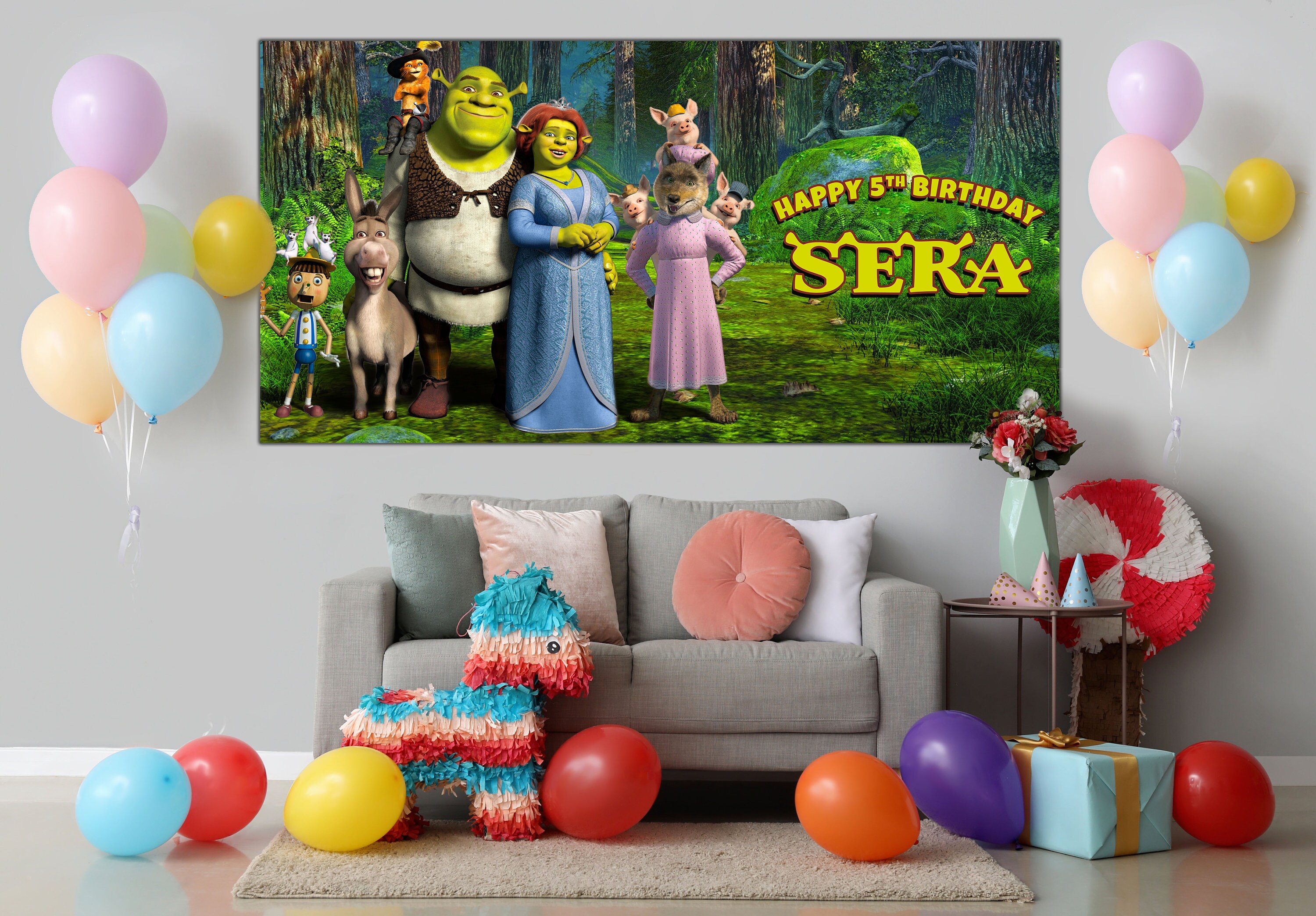 Shrek Birthday Backdrop, Shrek Personalized Birthday Banner,shrek ...