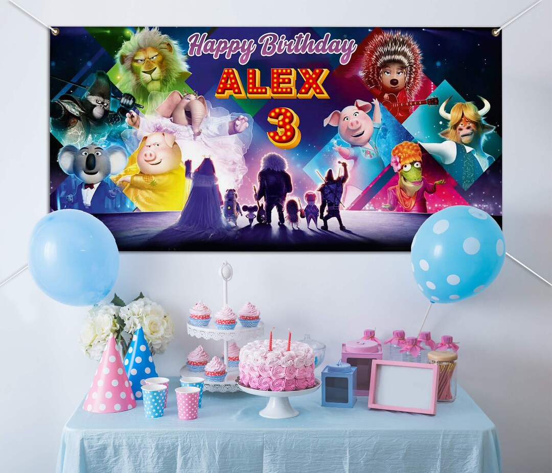 Sing Pig 2 Birthday Party Backdrop, Sing 2 Birthday Banner, Custom Sing ...