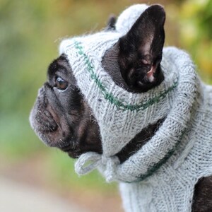 French Bulldog Wool Sweater and Hat, French Bulldog Grey Tweed Winter ...