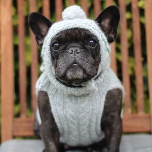 French Bulldog Wool Sweater and Hat, French Bulldog Grey Tweed Winter ...