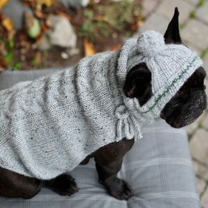 French Bulldog Wool Sweater and Hat, French Bulldog Grey Tweed Winter ...
