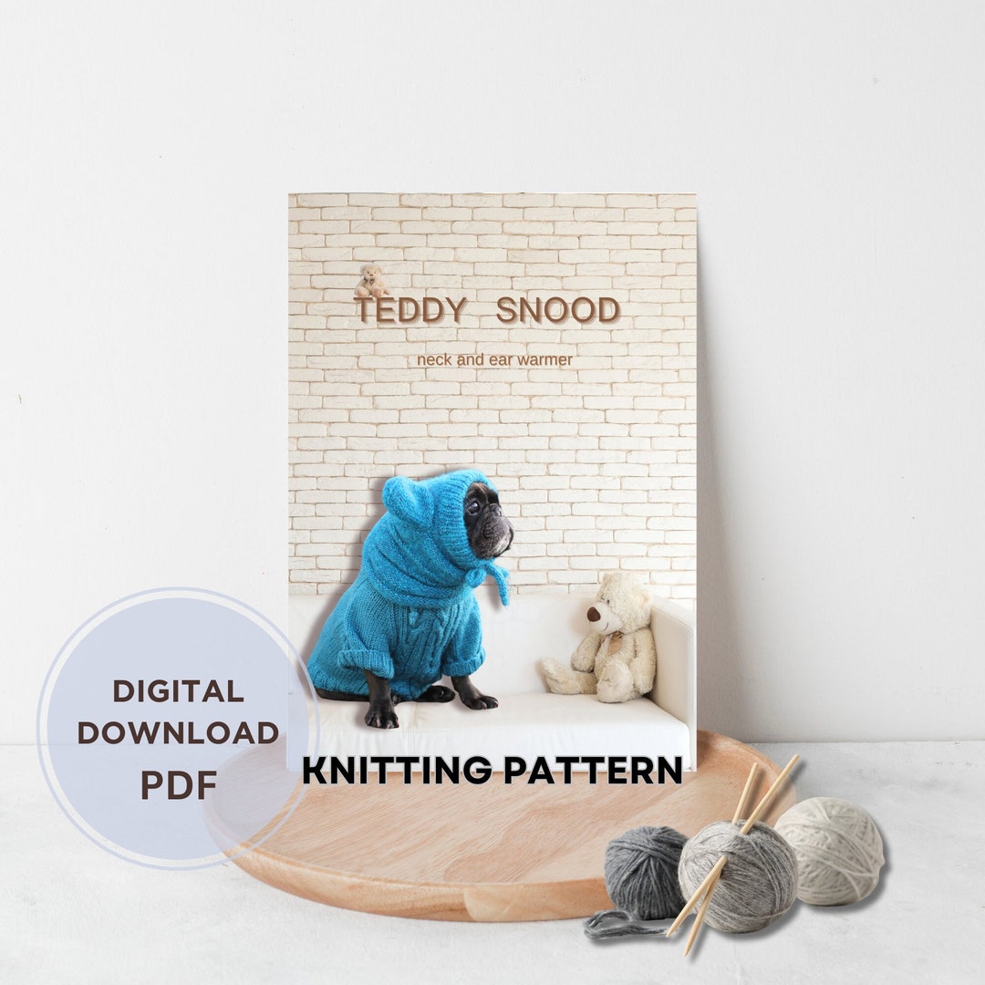 Knitting Pattern PDF French Bulldog Snood, French Bulldog Ear Warmer ...