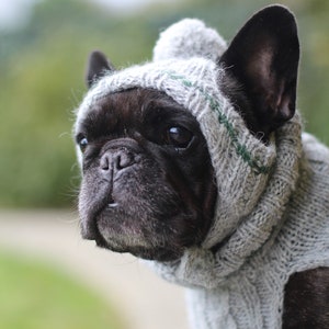 French Bulldog Wool Sweater and Hat, French Bulldog Grey Tweed Winter ...