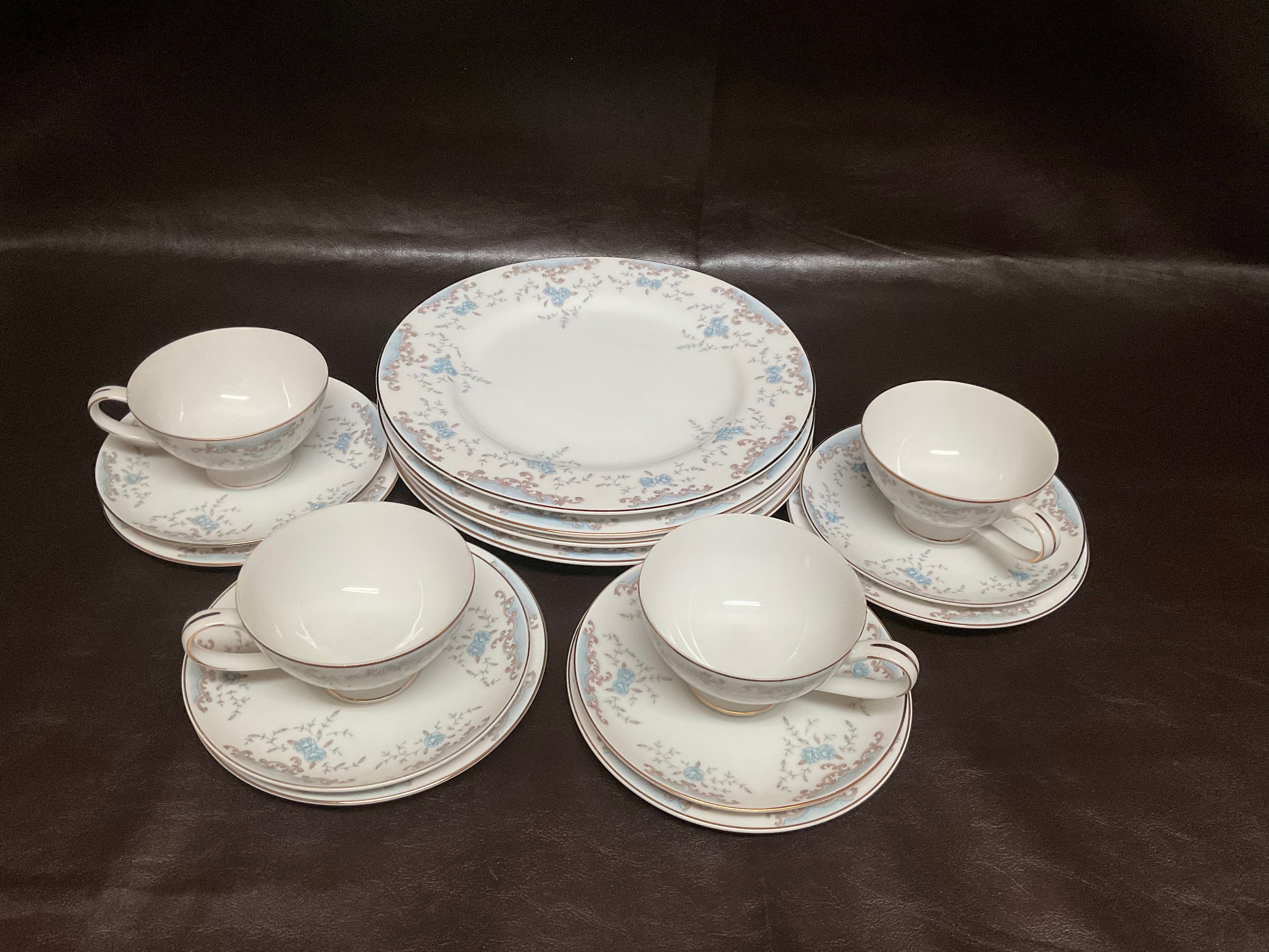 Vintage Imperial China Dinnerware Set, Seville Blue Rose Gold, Service ...