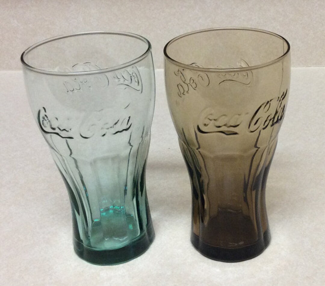 Vintage Coca Cola Teal & Smoke Glasses 14 Ounces - Etsy