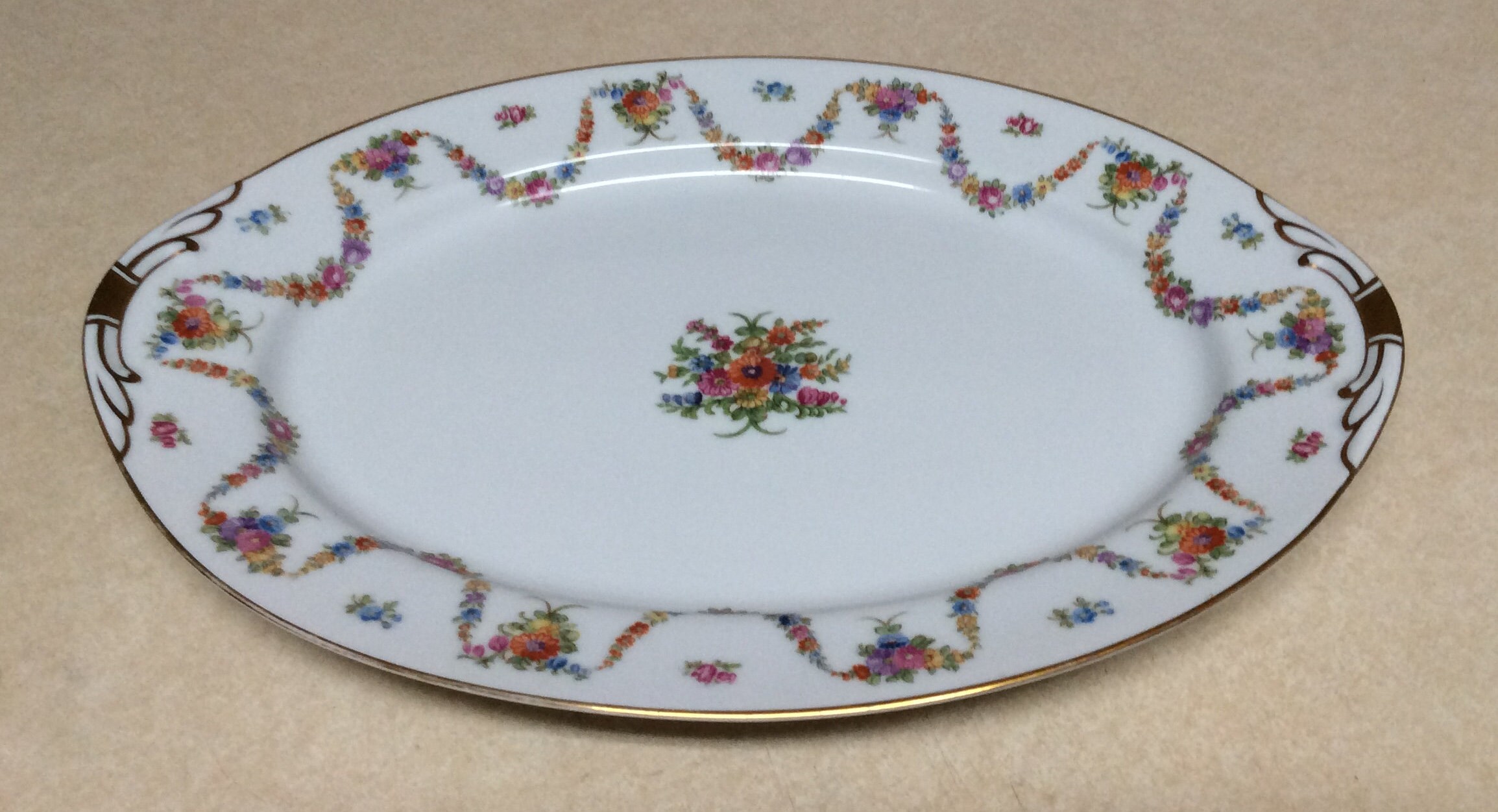 Vintage Mikado China Serving Platter, Aloha Floral Swag, Occupied Japan ...