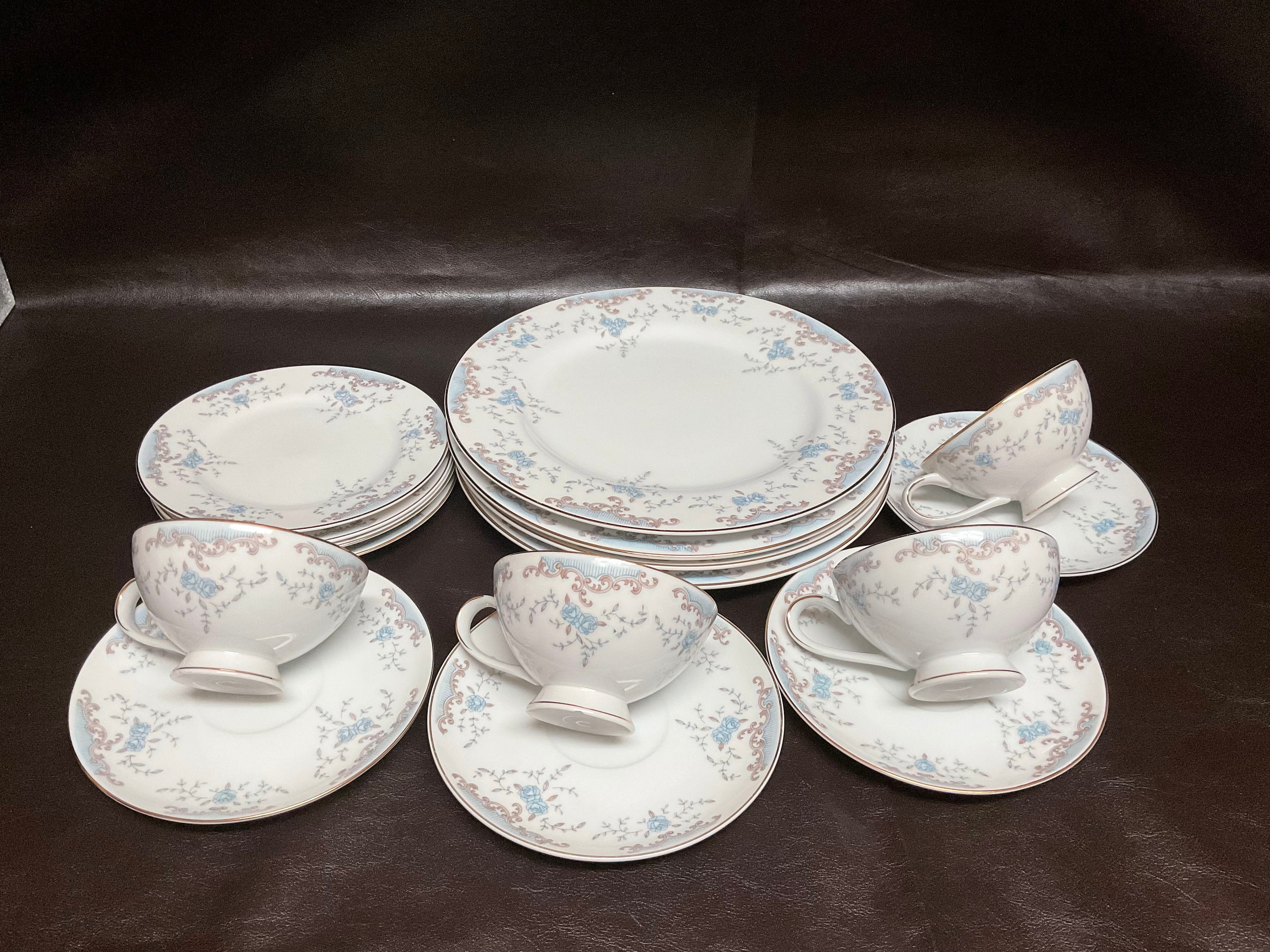 Vintage Imperial China Dinnerware Set, Seville Blue Rose Gold, Service ...