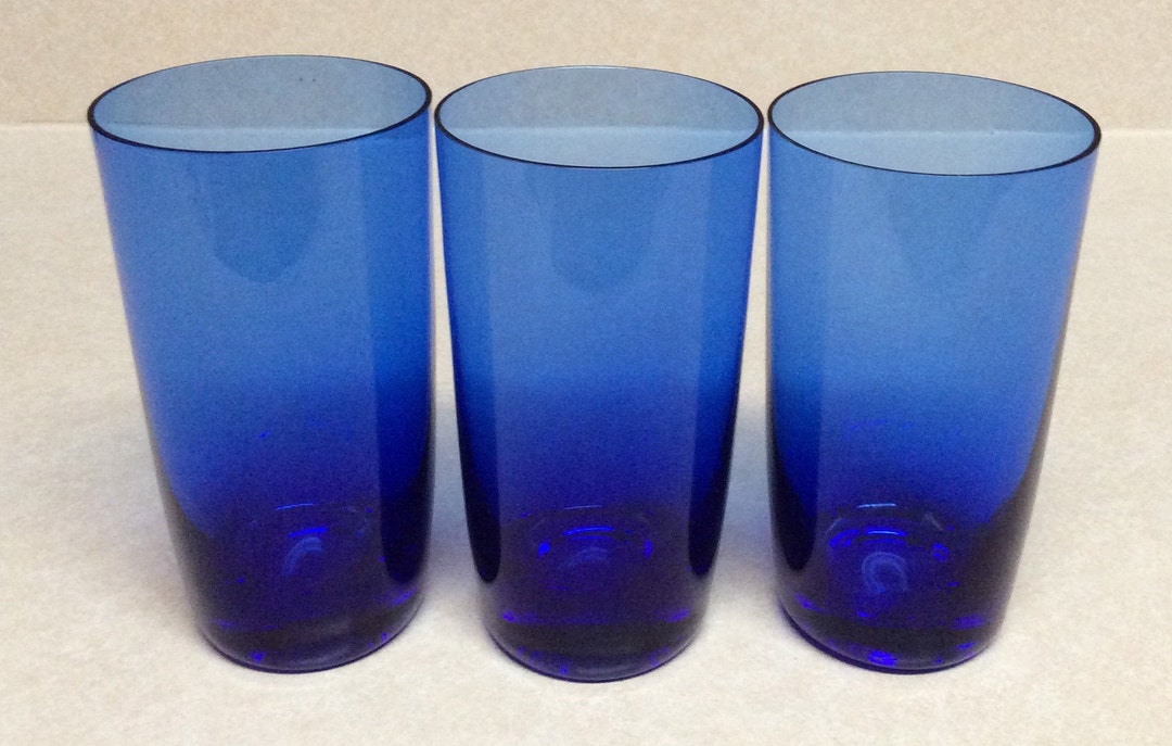 Vintage Cobalt Blue Juice/water Glasses Set of 3 - Etsy