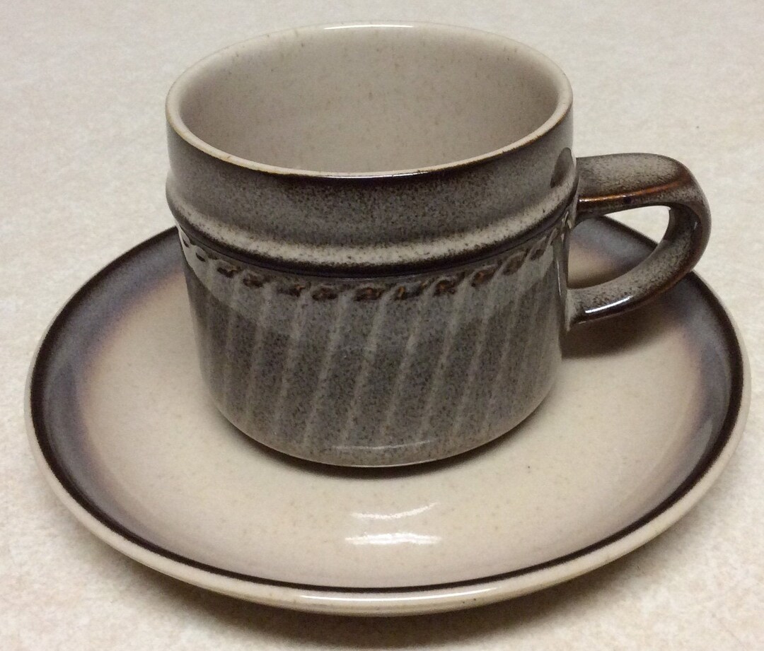 Vintage Denby England Stoneware Sonnet Pattern Gray Brown Tea Cup Set ...