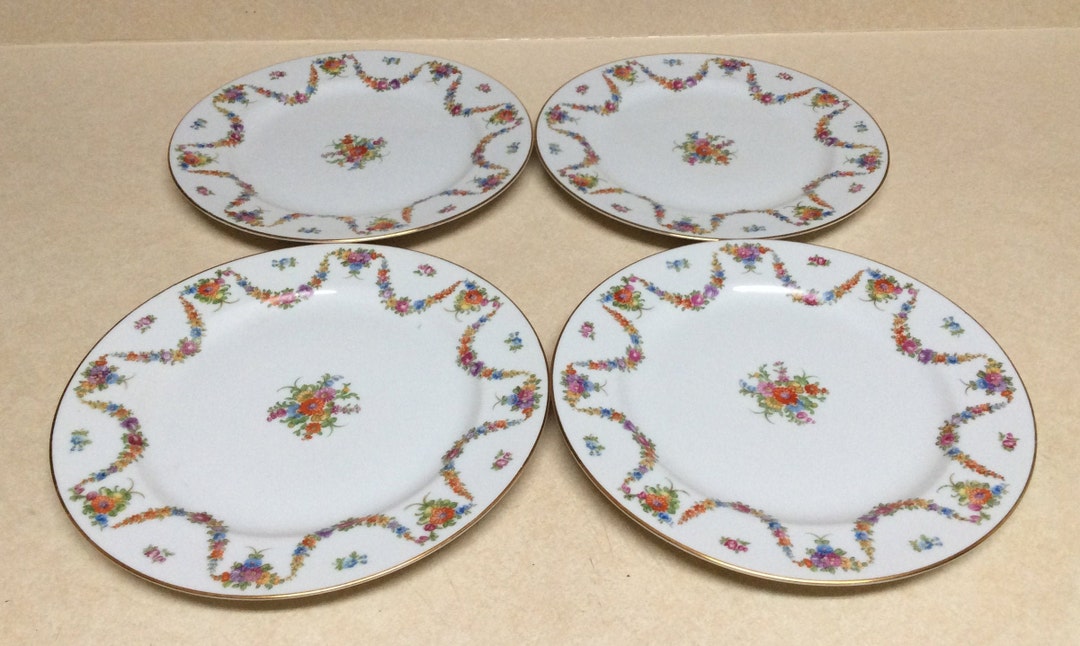 Vintage Mikado China Aloha Pattern Ceramic Round Dinner Plates Set of 4 ...