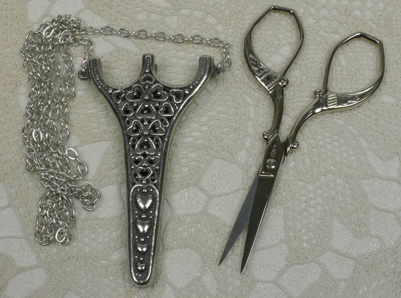 Filigree Large Embroidery Scissors With Cover on a Chain - Etsy